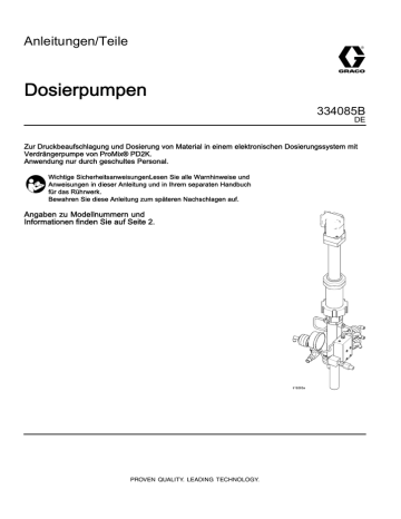 Graco 334085B, Dosing Pumps, ProMix PD2K Proportioners Instructions ...