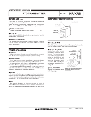 RTD transmitter KR KRS Instruction Manual | Manualzz