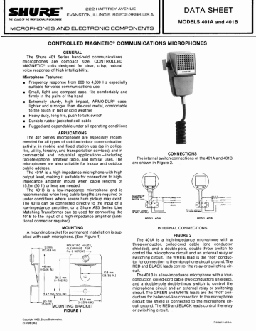 Shure 401A User guide | Manualzz