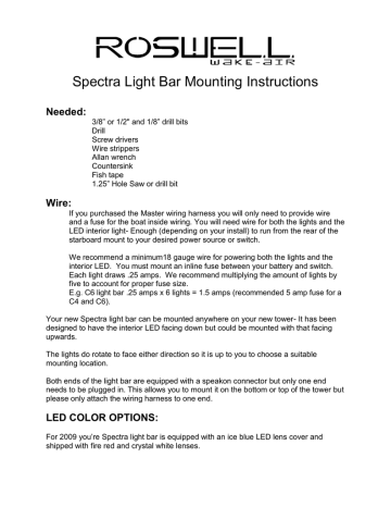Roswell Spectra Light Bar Mounting Instructions | Manualzz
