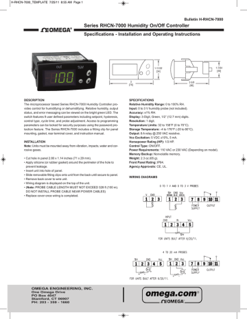 Omega RHCN-7000 Specifications-Installation And Operating Instructions ...