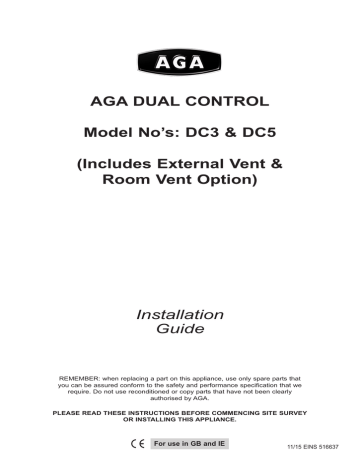 AGA DC3 & DC5 Dual Control Electric Installation guide | Manualzz