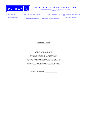 Avtech AVR-A-1-S2-C Instructions Manual | Manualzz