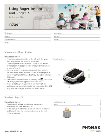 Roger inspiro, Roger X instruction | Manualzz