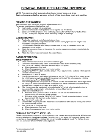 ProMax 40 Transmission Fluid Exchanger User Manual | Manualzz
