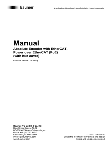 Absolute Encoder with EtherCAT and Power over EtherCAT (PoE) Manual | Manualzz