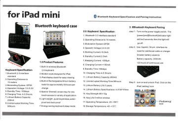keyboard Bluetooth Keyboard Specification | Manualzz