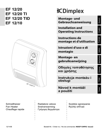 Dimplex EF 12/10 Installation And Operating Instructions Manual | Manualzz