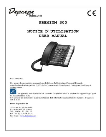 Depaepe Telecom Premium 300 Manuel utilisateur | Manualzz