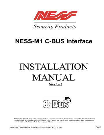 Ness M1 C-Bus Interface Installation Manual | Manualzz