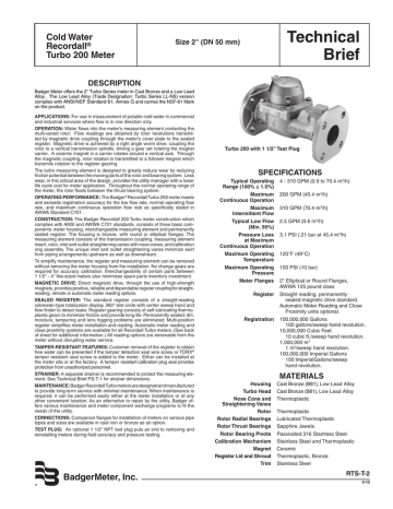 Badger Meter Recordall Turbo 200 Technical Brief | Manualzz