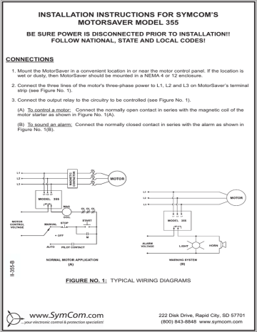 SymCom Model 355 MotorSaver Installation Instructions | Manualzz