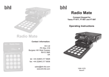 BHI Radio Mate Compact Keypad Owner's Manual | Manualzz