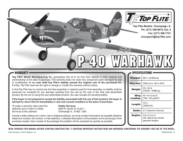 Top Flite P-40 Warhawk Assembly Instructions Manual | Manualzz