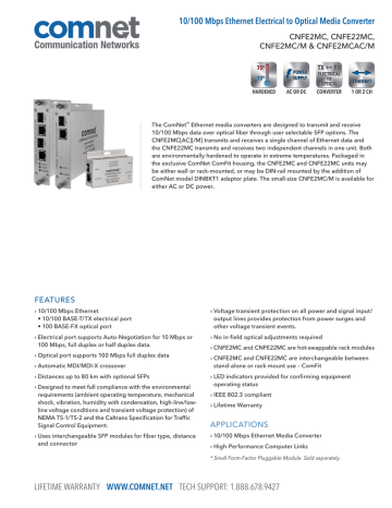 Comnet CNFE2MC Series Datasheet | Manualzz