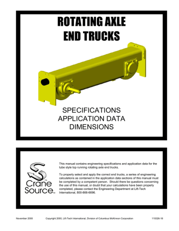 Rotating Axle End Trucks Specification | Manualzz