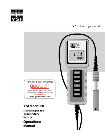 YSI Model 60 Operations Manual | Manualzz
