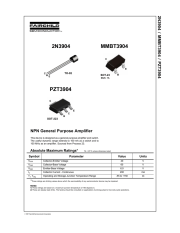 Lot of 5 Fairchild MPS2222A High Speed NPN Transistor Electrical ...