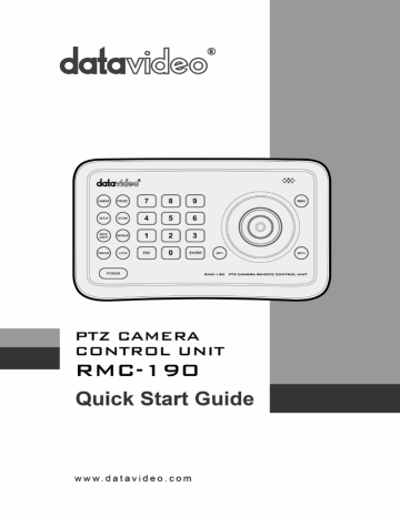 Datavideo RMC 190 Quick Start Guide | Manualzz