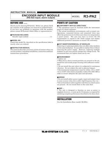 Encoder input module R3-PA2 Instruction Manual | Manualzz