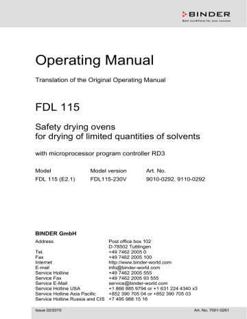 FDL 115 Operating Manual | Manualzz
