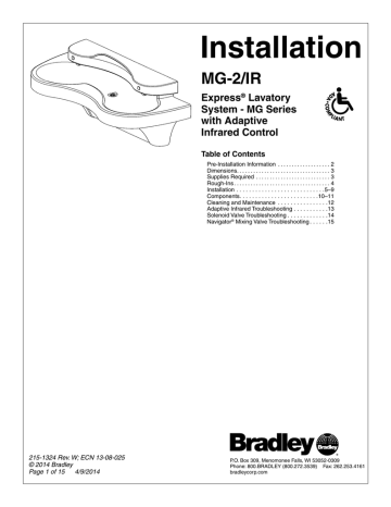 Bradley MG Series Installation manual | Manualzz