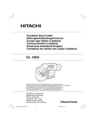 Hitachi CL10D2 CORDLESS STUD CUTTER Owner Manual | Manualzz