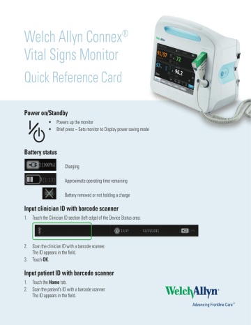 Hill-Rom Connex Vital Signs Monitor Quick Reference Guide | Manualzz