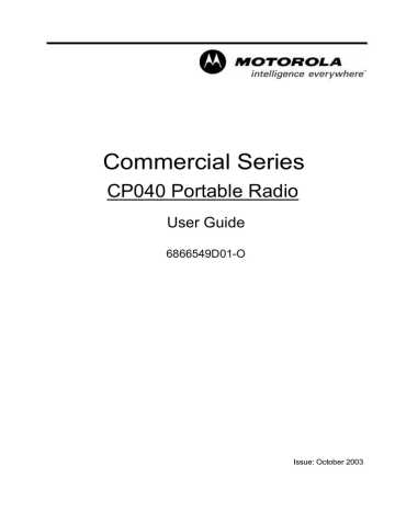 Motorola Commercial Series CP040 User Guide | Manualzz