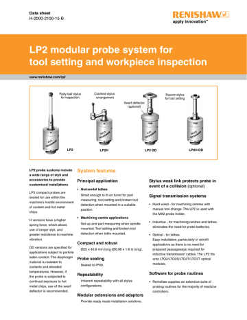 Renishaw LP2 modular probe system Data Sheets | Manualzz