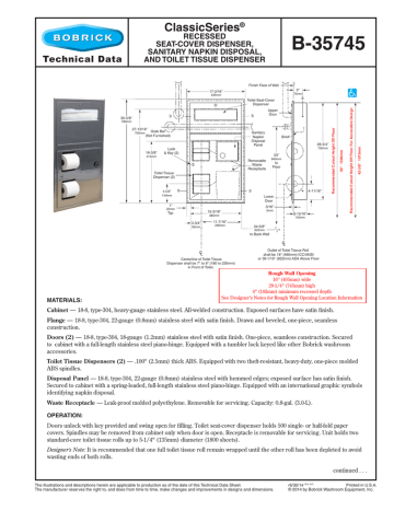 Bobrick Seat Cover Dispenser B 3013 - Velcromag