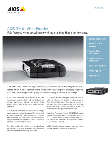 Axis AXIS Q7401 Datasheet | Manualzz