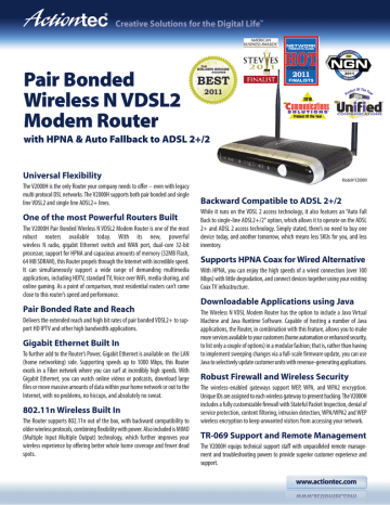 Actiontec Wireless N VDSL2 Modem Router Datasheet | Manualzz