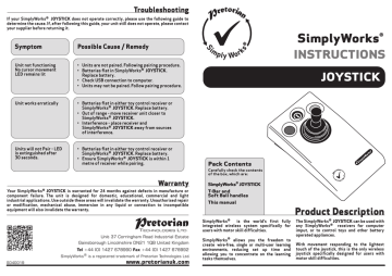 SimplyWorks JOYSTICK User Manual | Manualzz