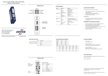 Anybus Communicator CAN - DeviceNet Installation Sheet | Manualzz