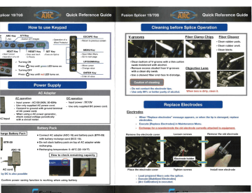 Fujikura Fusion Splicer 19/70S Quick Reference Guide | Manualzz
