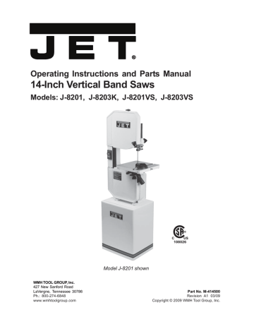 JET J-8201K Vertical Wood and Metal Cutting Band Saw Operating ...