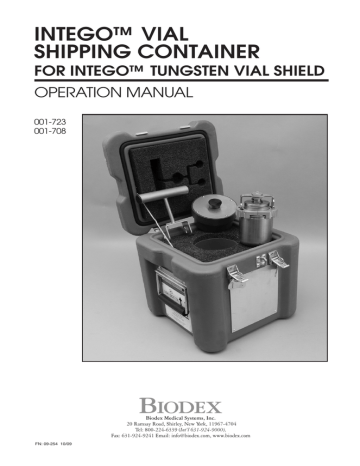 Biodex Intego™ Vial Shipping Container Operation Manual | Manualzz