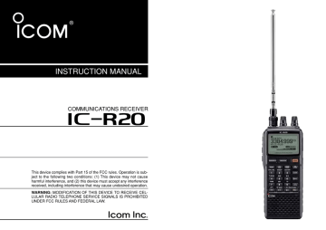 ICOM IC-R20 Communications Receiver Instruction Manual | Manualzz
