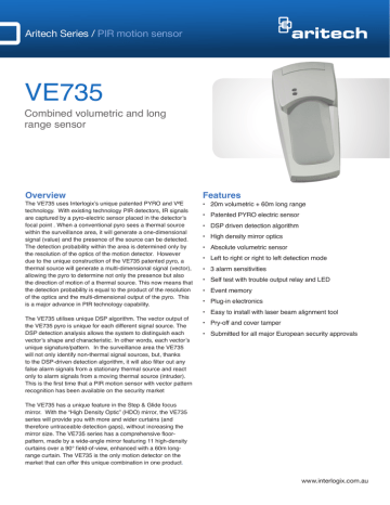 UTC SENTROL Aritech VE735 20M Volumetric Wide Andgle 60M Long Range PIR ...