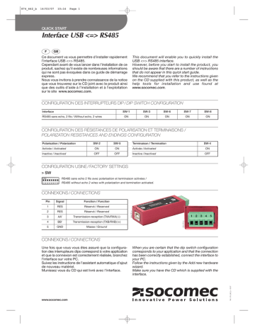 Socomec Communication interfaces Quick Start | Manualzz