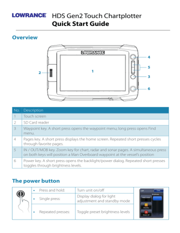 Lowrance HDS Gen2 Touch Quick Start Guide | Manualzz