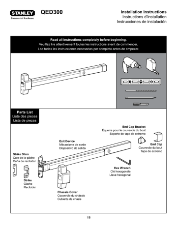Exit device QED 300 Series Installation Instructions | Manualzz