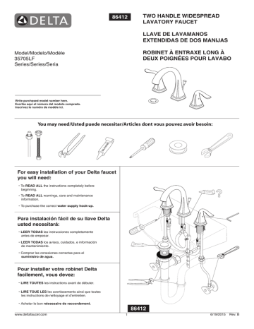 Delta 35705LF Two-handle Widespread Lavatory Faucet User Manual | Manualzz