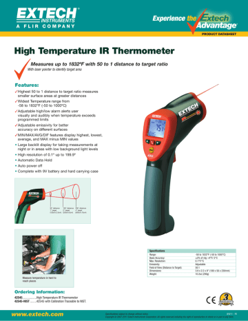 Extech Instruments 42545 High Temperature IR Thermometer Datasheet ...
