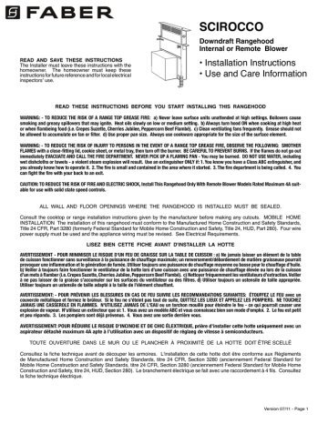 Faber Downdraft Rangehood SCIROCCO Installation Instructions | Manualzz