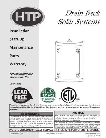 Drain Back Solar System Installation Manual | Manualzz
