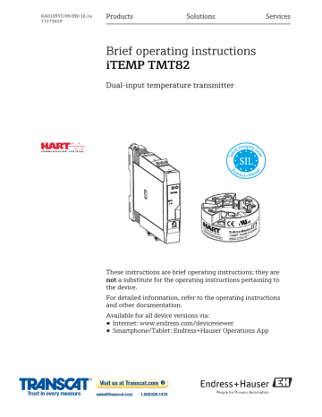 Endress+Hauser iTEMP TMT82 Brief Operating Instructions | Manualzz