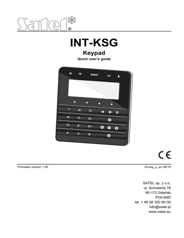 INT-KSG Keypad Quick User's Guide | Manualzz