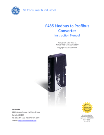 GE P485 Instruction manual | Manualzz